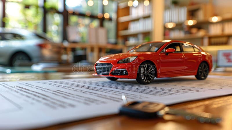 Banner Car Model and Car Key Lying on the Sales Contract Plan. Stock ...