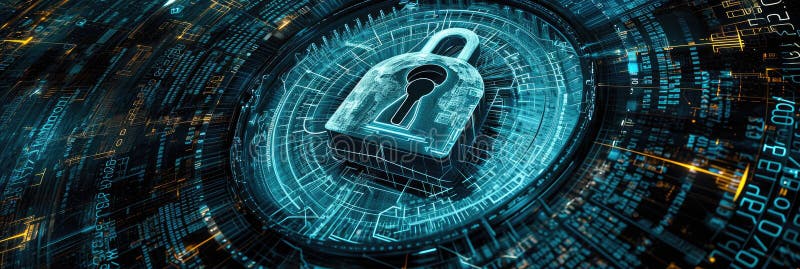 Banner of Circuit Board with Padlock Data Security Encryption Stock ...