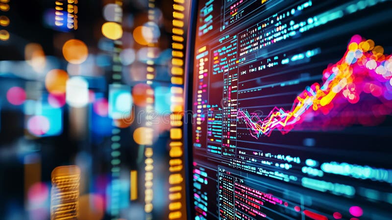 Banner, Close-up of a Digital Interface with Multiple Data Screens and ...