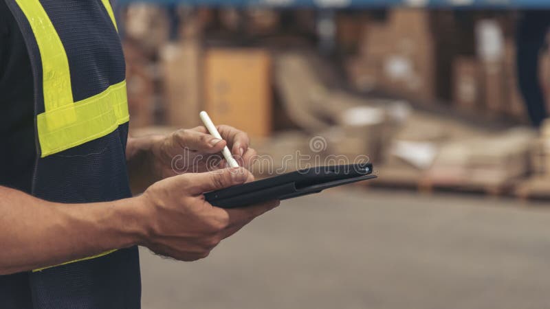 Banner Close Up Hispanic Men Hands Using Pen Touch Smart Tablet ...