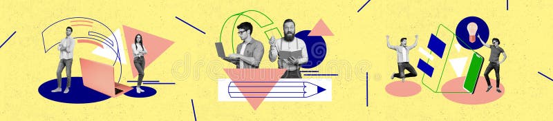 Banner Collage Picture of Successful Young People Working Together Idea ...