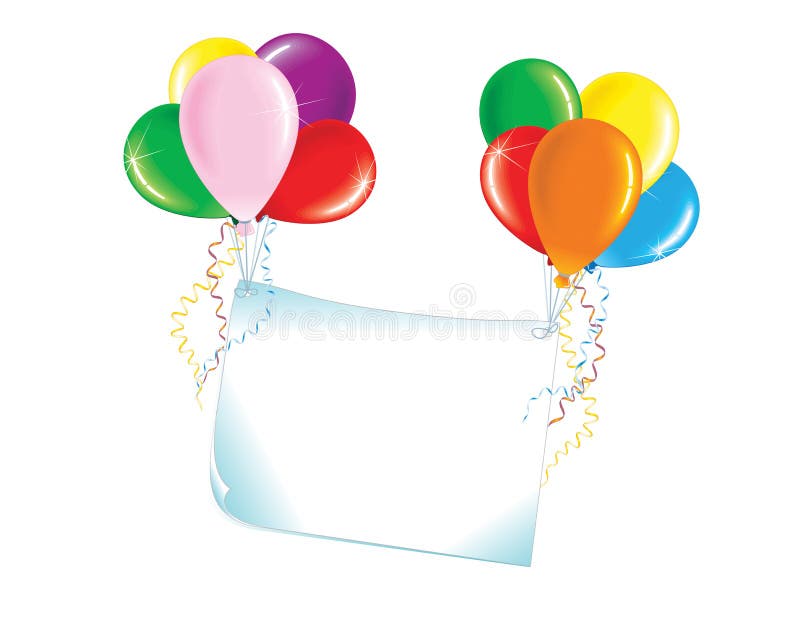 Banner With Color Glossy Balloons Stock Vector - Illustration of happy ...