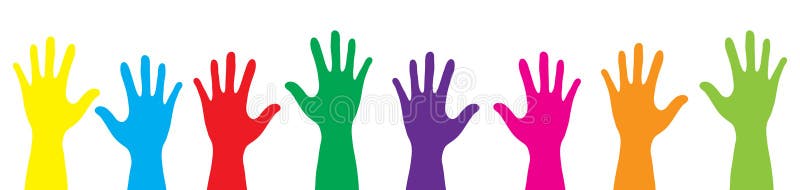 Banner Color Hands Rise Up. Vector Illustration Stock Vector ...