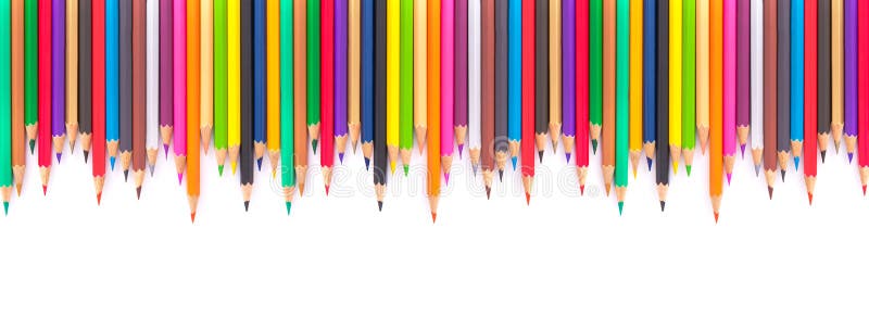 Banner Color Pencils Isolated on a White Background Stock Photo - Image ...