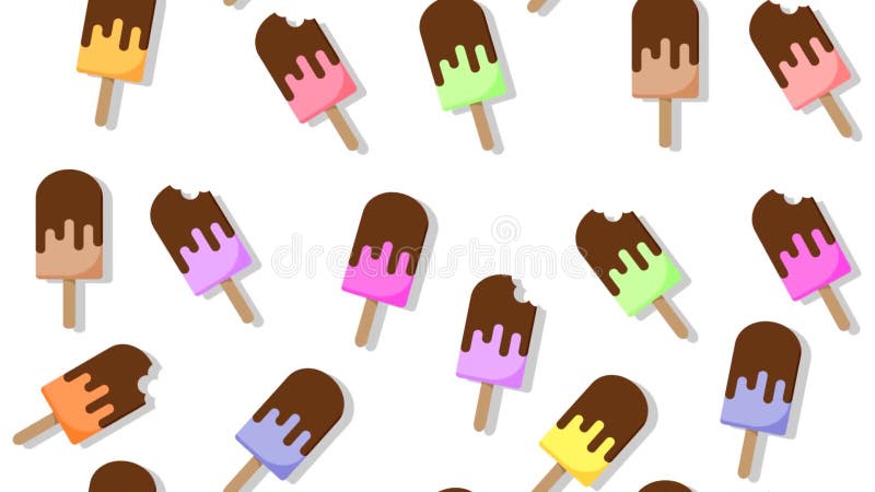 Banner with Colored Popsicles on White Background. Verticaly Seamless ...