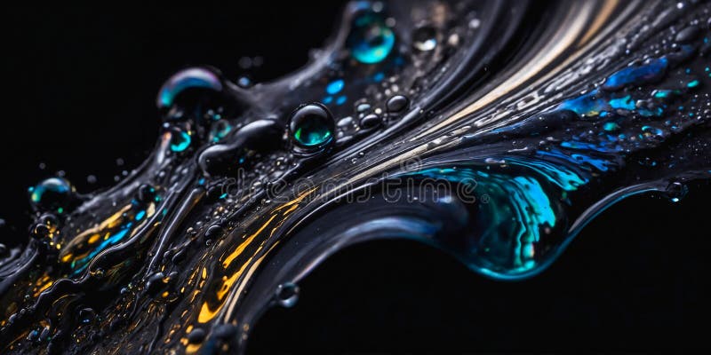 Banner of Colorful Black, Gold and Blue Liquid Texture Background Stock ...