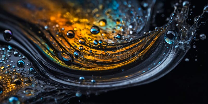 Banner of Colorful Black, Gold and Blue Liquid Texture Background Stock ...