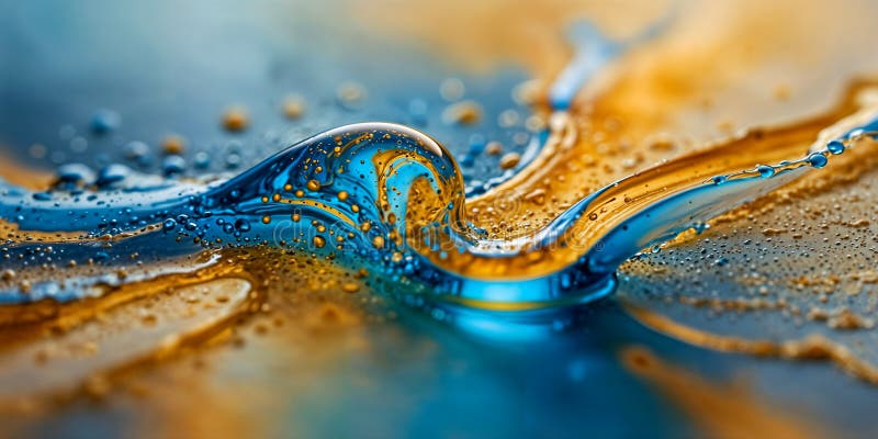 Banner of Colorful Blue and Gold Liquid Texture Background Stock Photo ...