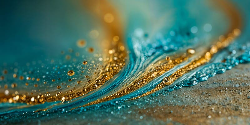Banner of Colorful Blue, Turquoise, Mint and Gold Liquid Texture ...