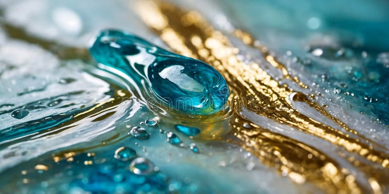 Banner of Colorful Blue, Turquoise, Mint and Gold Liquid Texture ...