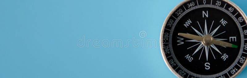 Banner of Compass on Dark Black Background with Copy Space Using As ...