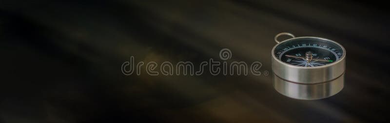 Banner of Compass on Dark Black Background with Copy Space Using As ...