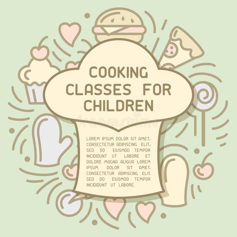 Banner Concept of Cooking Classes for Children with Doodle Style ...