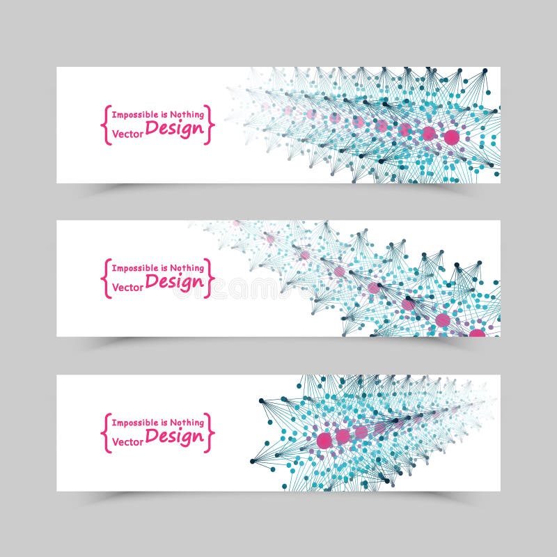Banner with Connected Lines and Dots. DNA, Data Streaming Stock ...