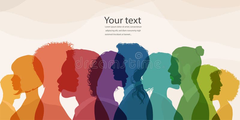 Group Diversity Silhouette Multiethnic People from the Side.Community ...