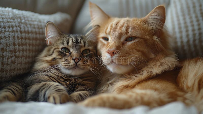 Banner with Copy Space, Two Happy Cats Stock Illustration ...