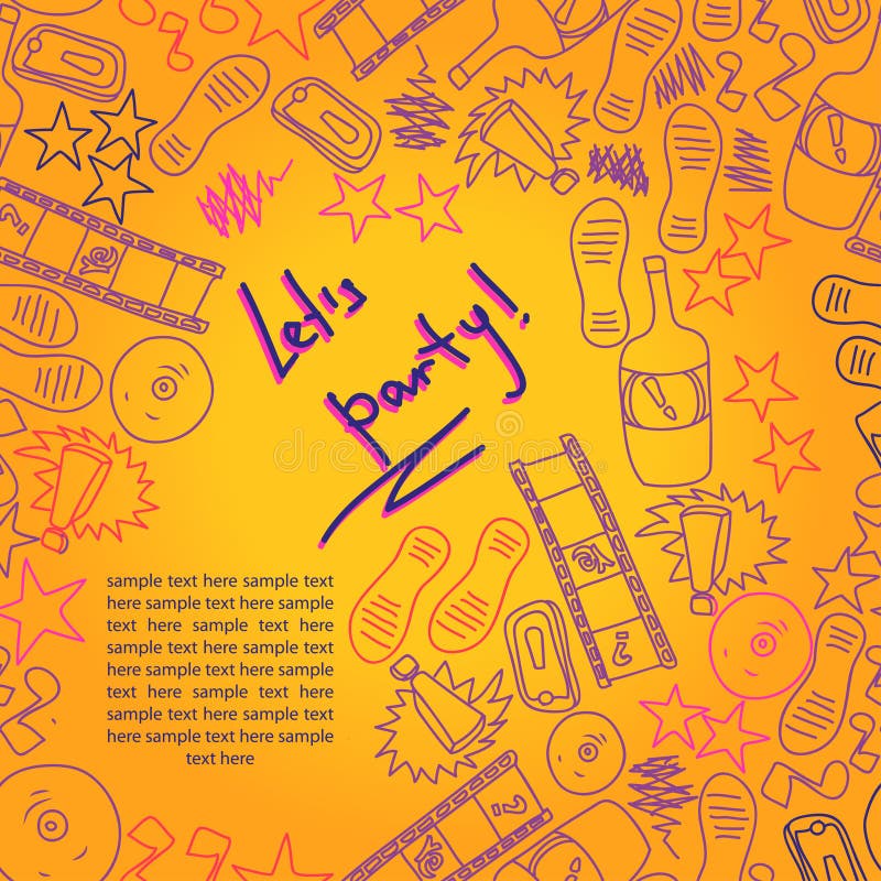 Banner for Crazy Party in Hand Drawn Style Stock Vector - Illustration ...