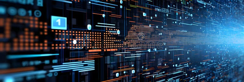 Cyber Tech Abstract Art Piece in Shades of Blue and Black. AI Generated ...