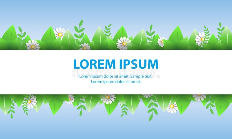 Banner Daisy Flowers and Leaf on a Blue Background. Greeting Posters ...