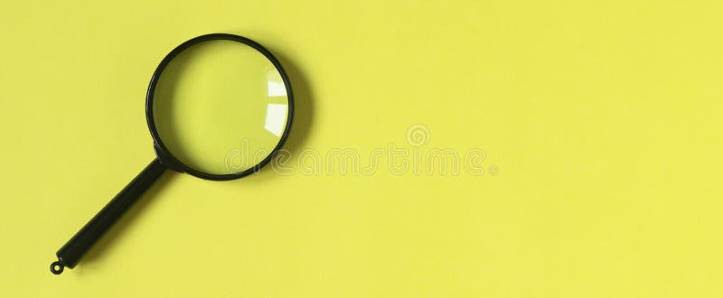 Banner De Moda De Color Amarillo Con Espacio De Copia Y Lupa Imagen de ...