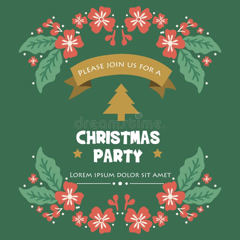 Banner Design Christmas Party, with Graphic Leaf Flower Frame. Vector ...