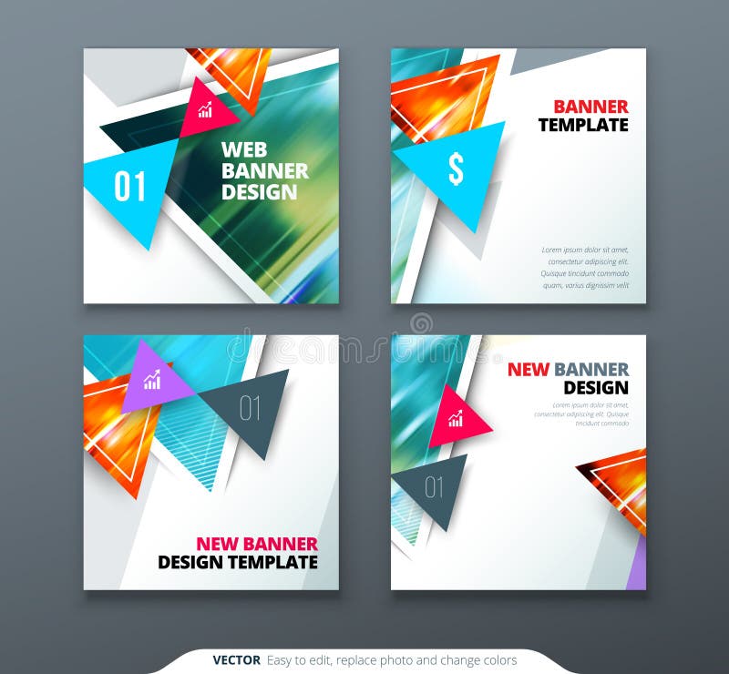 Banner Design. Square Abstract Vector Banner with Triangle Shapes for ...