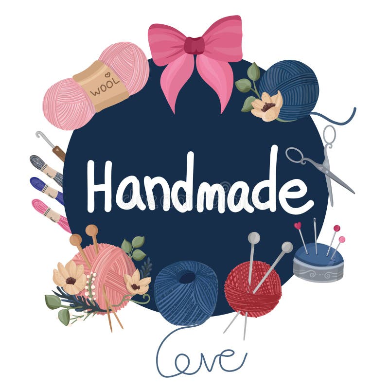 Banner Design Template of Handmade, Knitting Tools. Hobby Topic. Wool ...