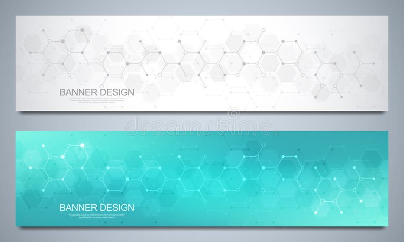 Banner Design Templates and Headers for Site with Molecular Structures ...