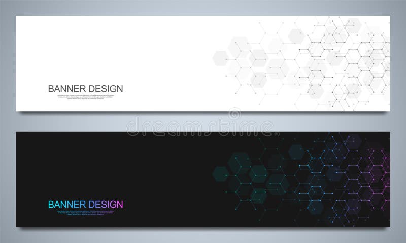 Banner Design Templates and Headers for Site with Molecular Structures ...