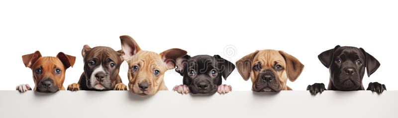 Banner with Dogs in a Row on Transparent Background. Stock Photo ...
