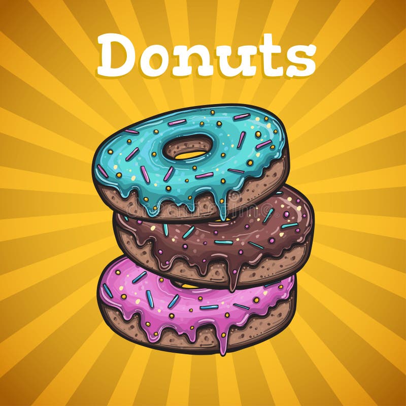 Banner with Colorful Donuts Stock Vector - Illustration of advertise ...
