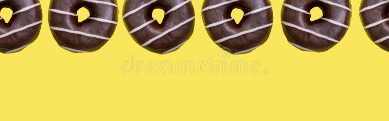 Banner, Donuts on a Yellow Background, Template with Space for Text ...