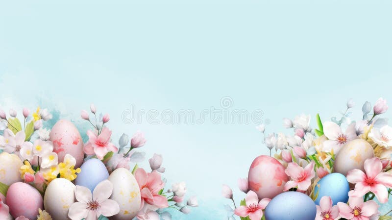 Banner Easter Eggs and Spring Flowers. the Concept of Happy Easter and ...