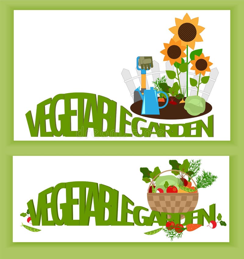 Banner een moestuin vector illustratie. Illustration of tekst - 65078717