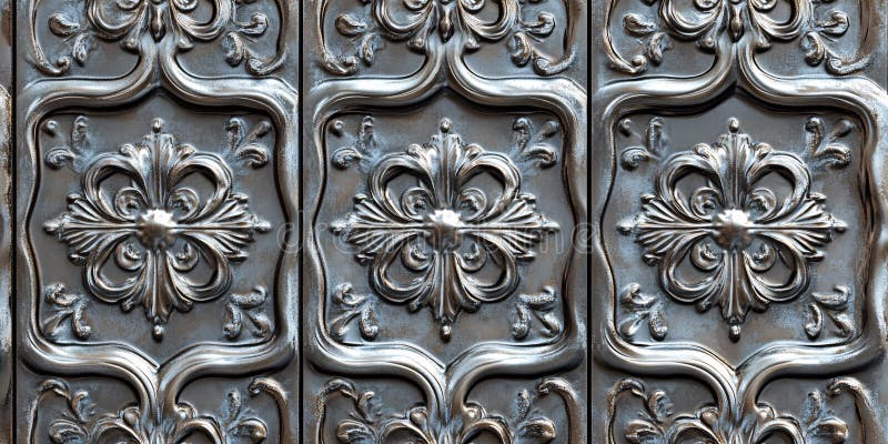 Banner with Elegant Embossed Shiny Silver Tiles Stock Illustration ...