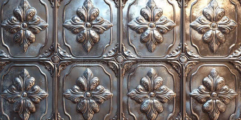 Banner with Elegant Embossed Shiny Tin Tiles Stock Illustration ...