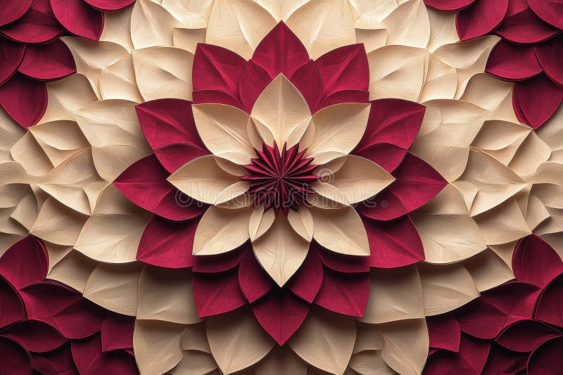 Paper Origami Art, Banner Featuring Complex Burgundy and Beige Origami ...