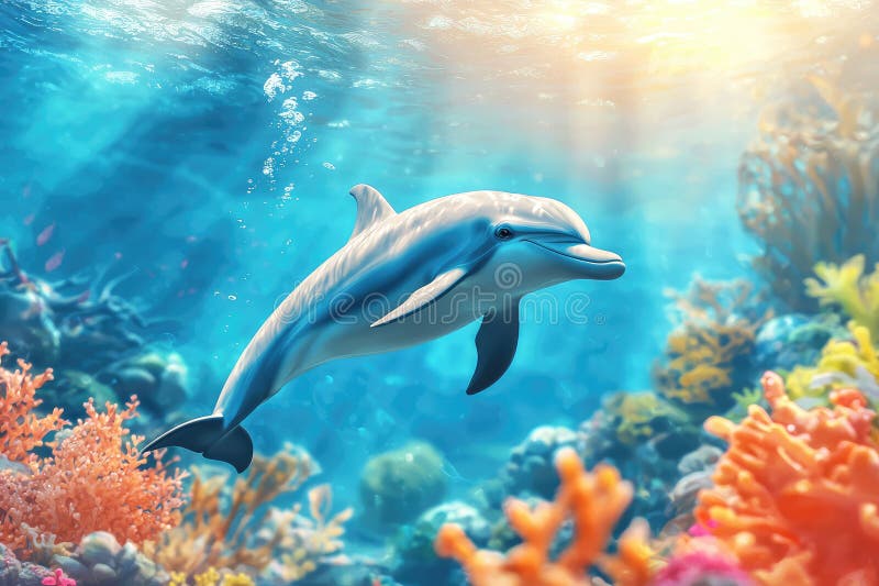 Banner Featuring Cute Dolphin Promoting Habitat Conservation Stock ...