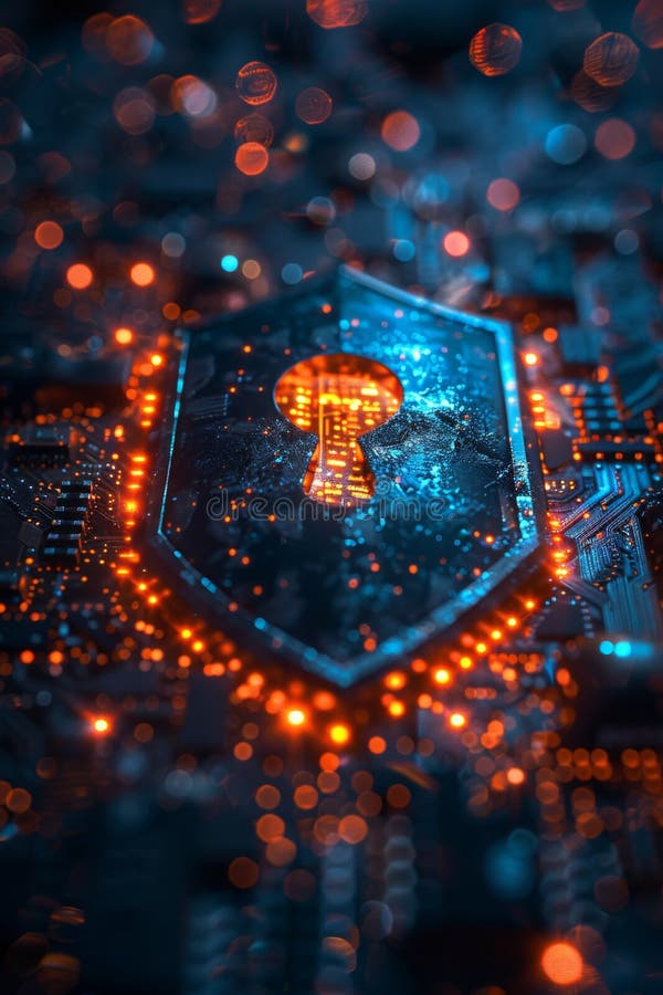 Banner Featuring Digital Lock and Shield Icons Symbolizing ...