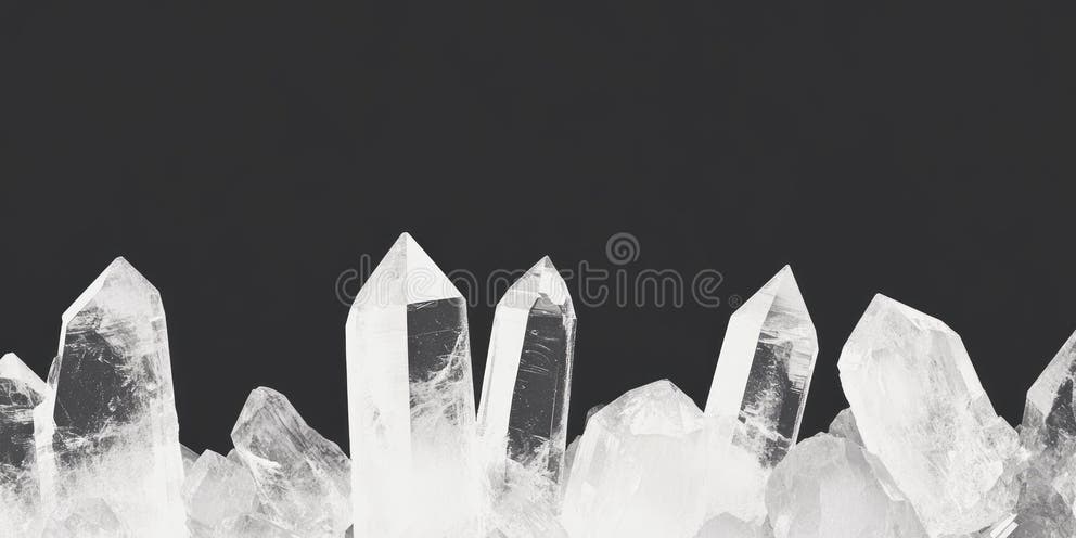 Banner Featuring Quartz Crystals with Contrasting Empty Space for Text ...