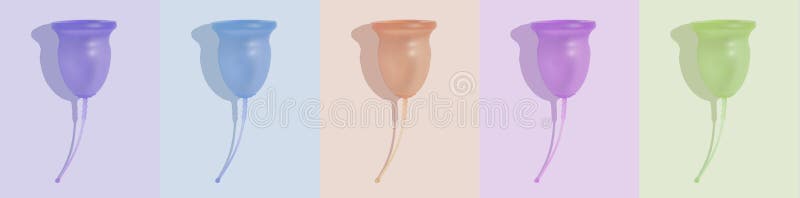Banner Female Menstrual Cup Pattern of Different Colors Stock Image ...