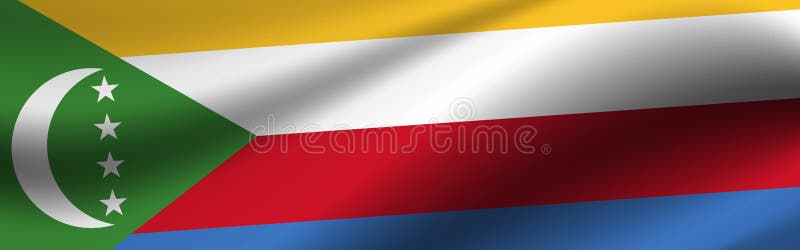 Banner with the Flag of Comoros Fabric Texture of the Flag of Comoros ...