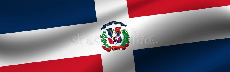 Banner with the Flag of Dominican Republic Fabric Texture of the Flag ...