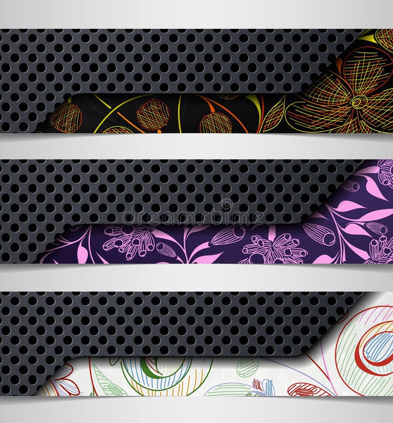 Banner with floral pattern stock vector. Illustration of metal - 37843428