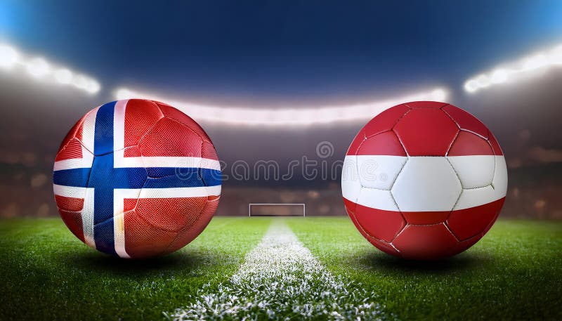 Banner Football Norway Vs Austria Stock Illustration - Illustration of ...
