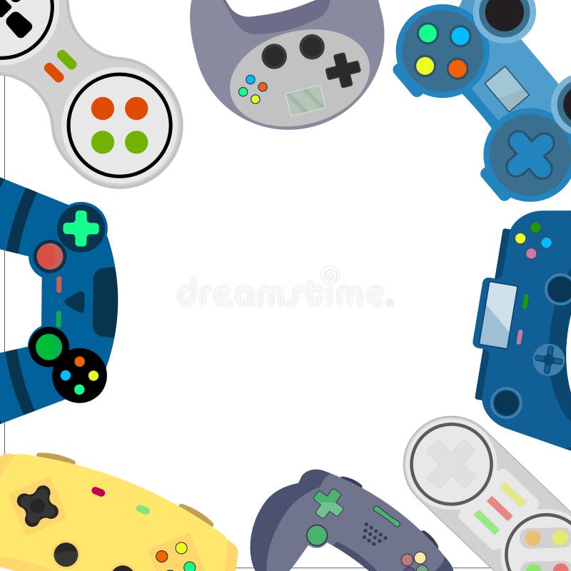 Banner Frame with Gamepad and Joystick for Play Video Game Stock Image ...
