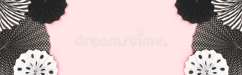 Banner with Frame Made of Black and White Paper Fans. Stock Image ...