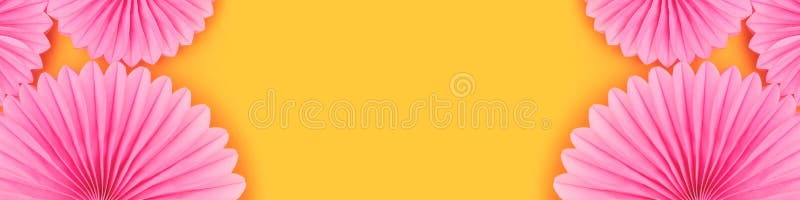 Banner with Frame Made of Pink Tissue Paper Fans. Stock Photo - Image ...
