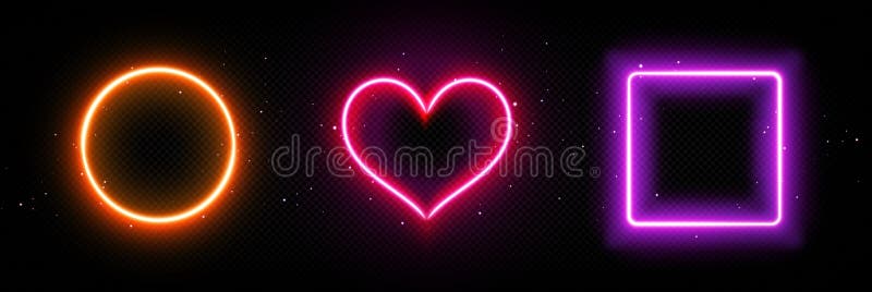 Banner Frames with Neon Light Glow Stock Vector - Illustration of ...