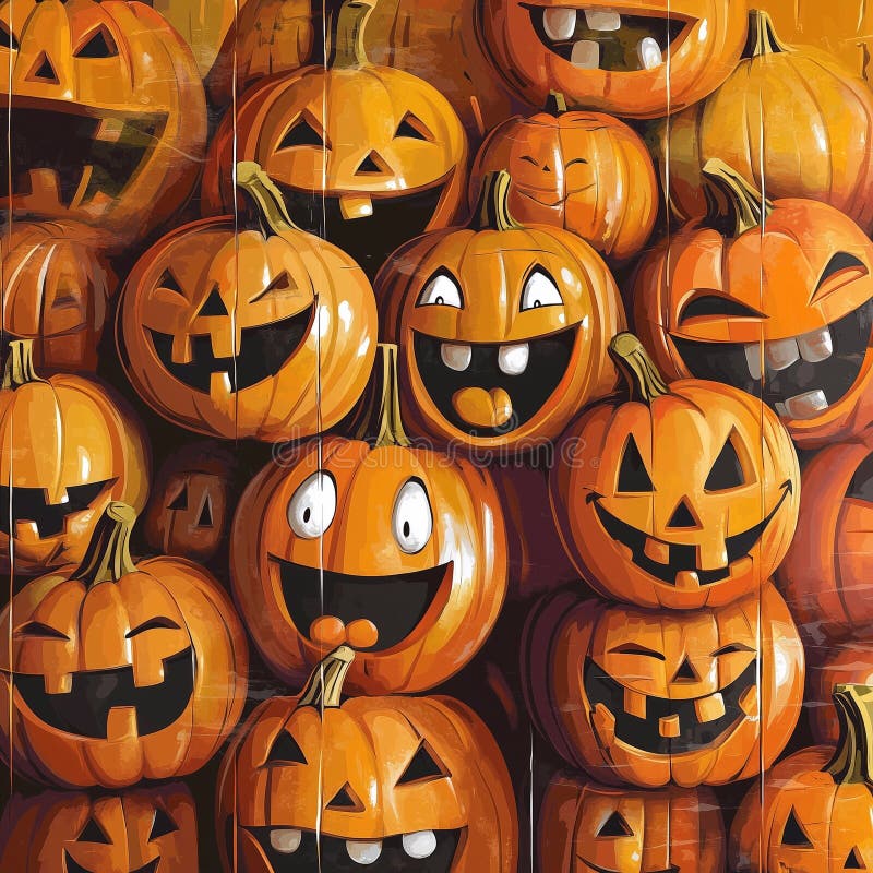 Funny pumpkin faces stock photo. Image of paint, emoji - 330312574